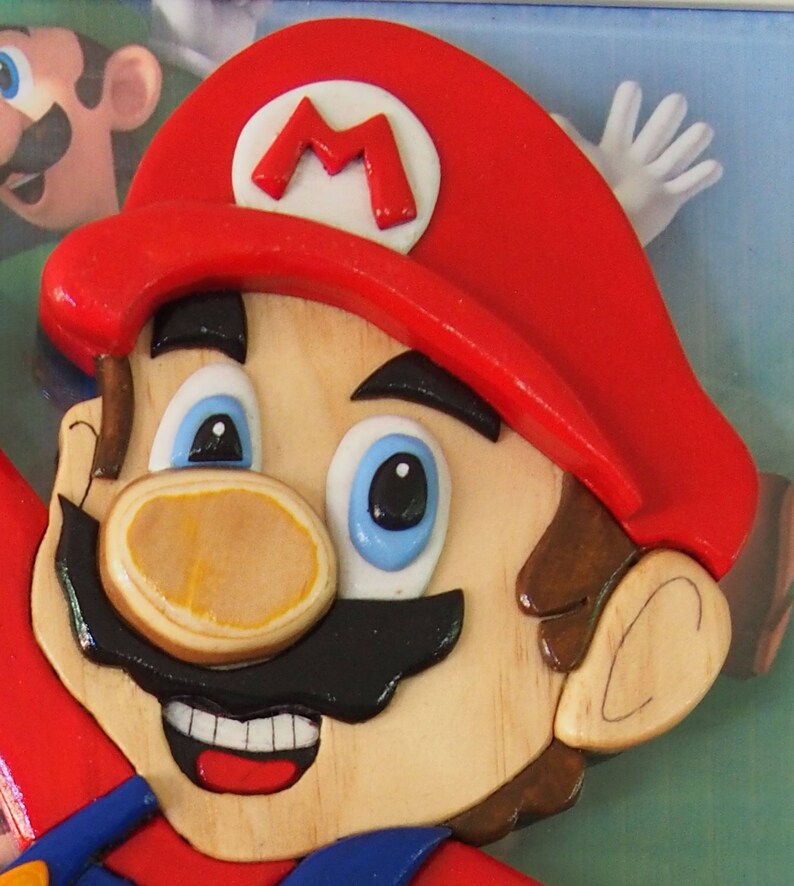 Mario Standing 3D Segmented Wood Intarsia Pattern for DIY. Woodturning ...
