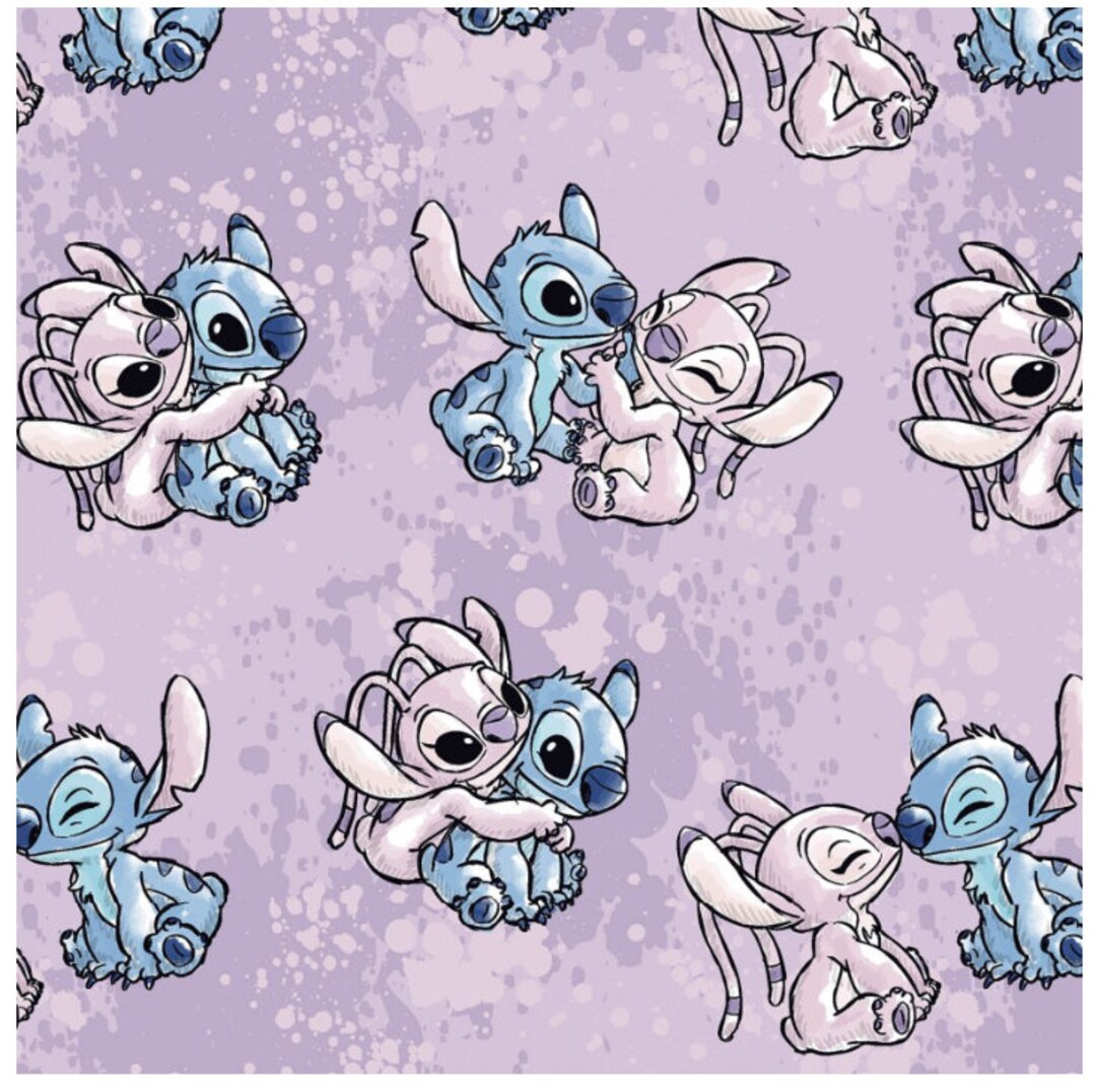 Disney’s Stitch Fabric by the Yard. STITCH HEARTS ANGEL. 100% Cotton ...