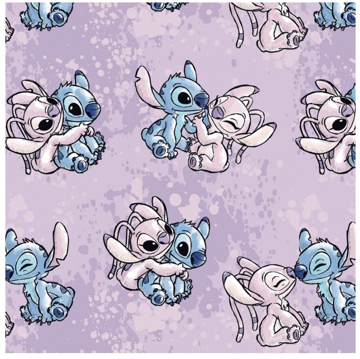 Disney’s Stitch Fabric by the Yard. STITCH HEARTS ANGEL. 100% Cotton ...
