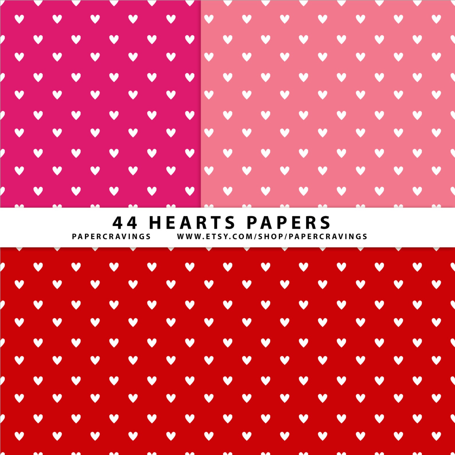 Hearts Tiny Digital Paper Pack 12" X 12" Commercial and Personal Use ...