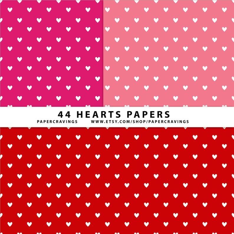 Hearts Tiny Digital Paper Pack 12" X 12" Commercial and Personal Use ...