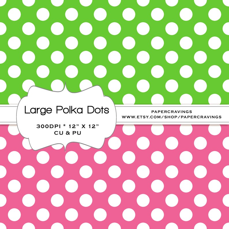 Polka Dot Large Digital Paper Pack 12" X 12" Commercial and Personal ...