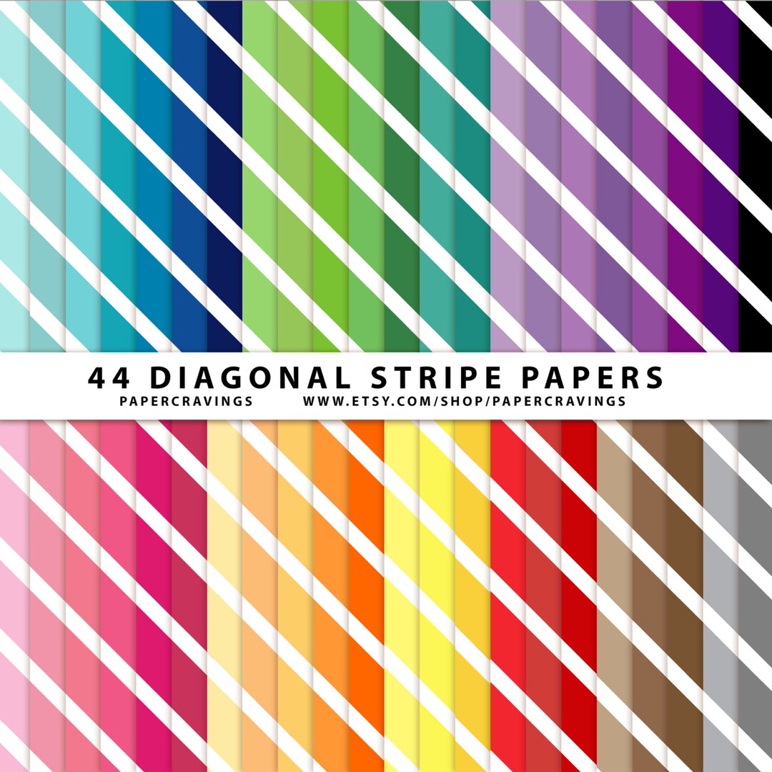 Diagonal Stripe Digital Paper Pack 12" X 12" Commercial and Personal ...