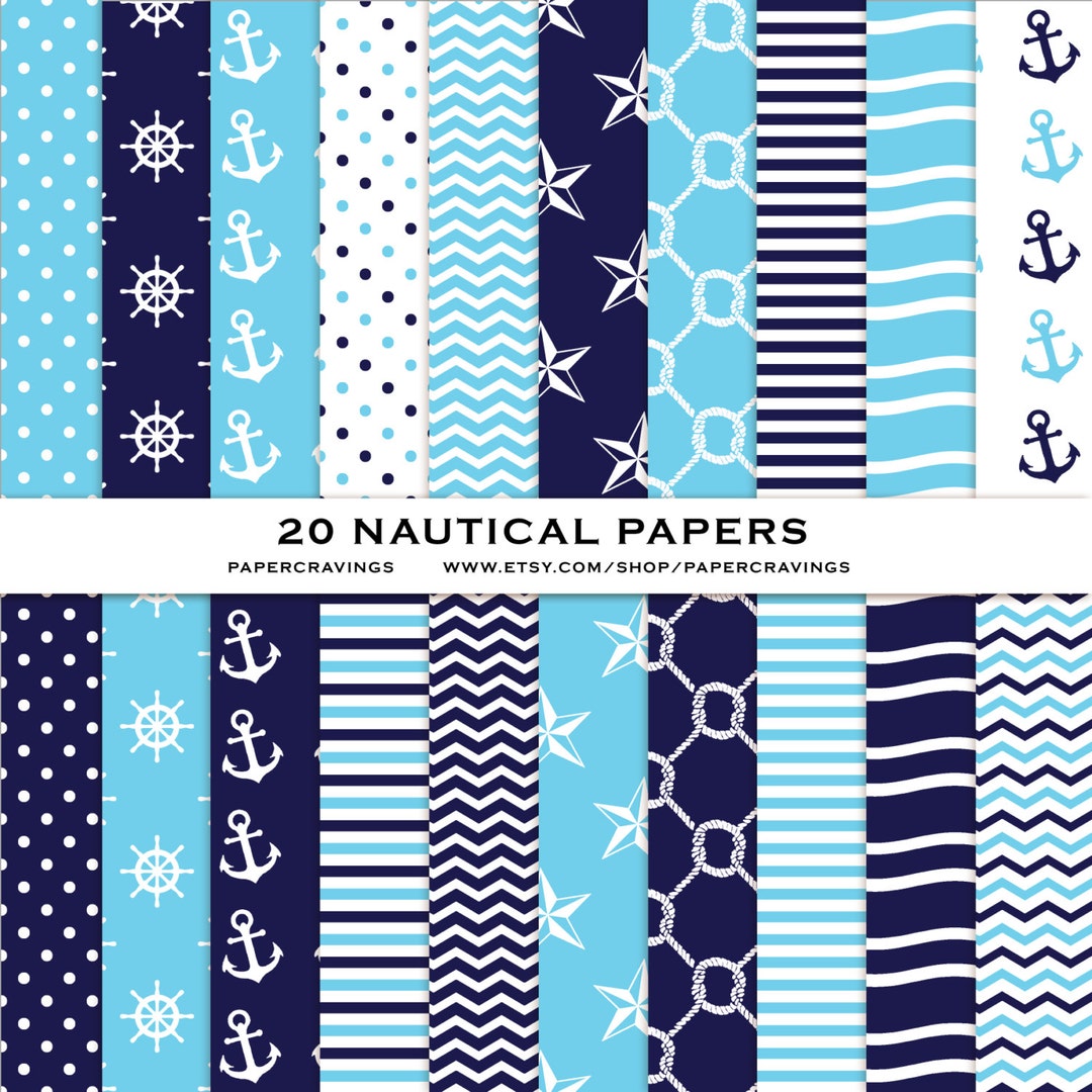 Nautical Digital Paper Pack 12" X 12" Commercial & Personal Use ...