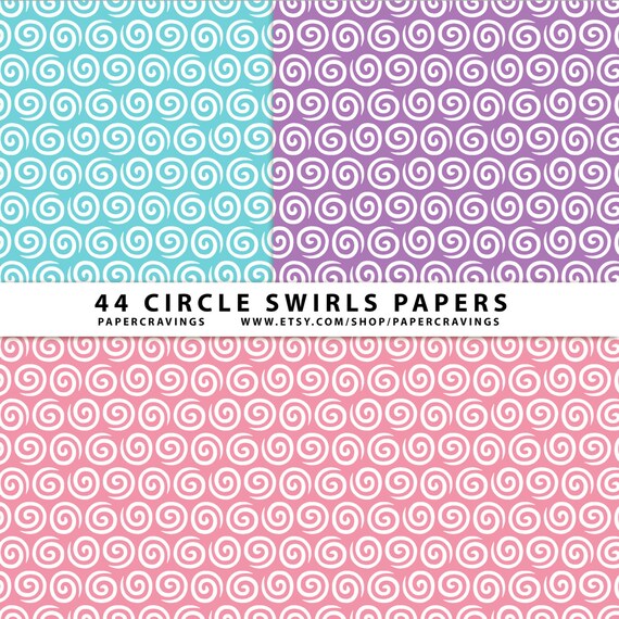 Circle Swirls Digital Paper Pack 12 x 12 Commercial and Personal Use ...