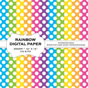 Rainbow Digital Paper Pack 12" X 12" Commercial and Personal Use ...