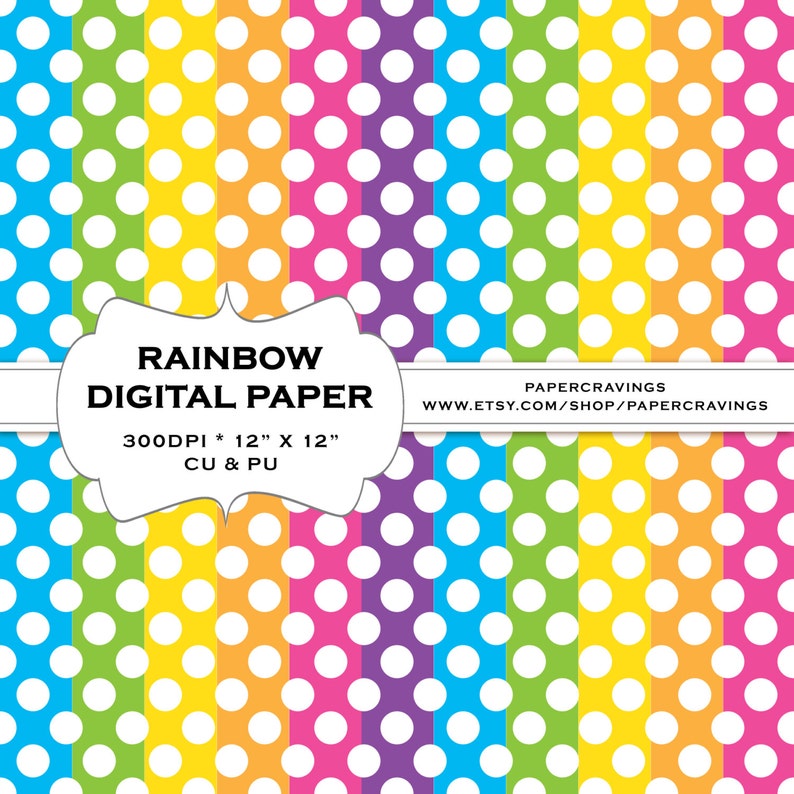 Rainbow Digital Paper Pack 12" X 12" Commercial and Personal Use ...