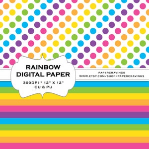 Rainbow Digital Paper Pack 12" X 12" Commercial and Personal Use ...