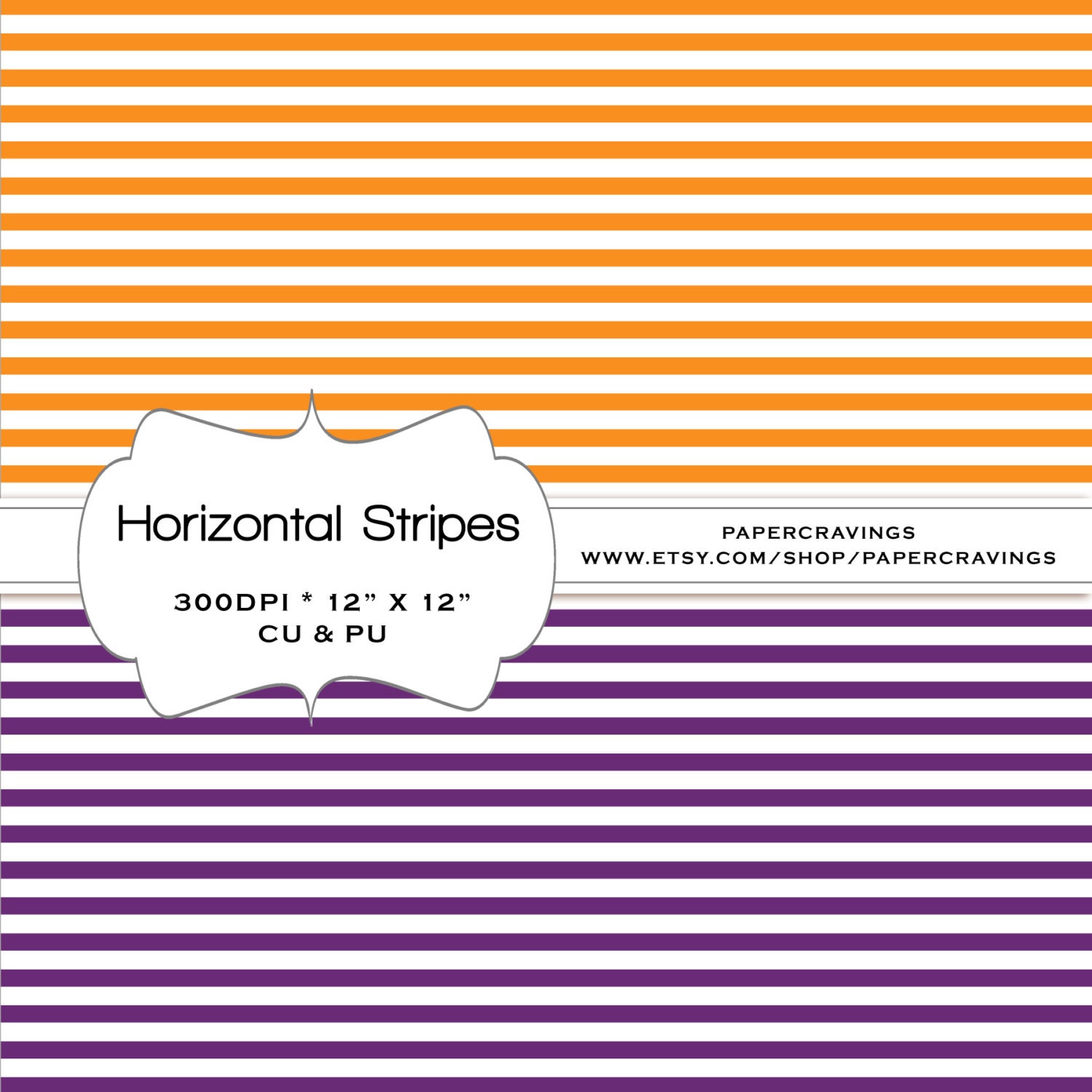 Horizontal Stripes Digital Paper Pack 12" X 12" Commercial and Personal ...