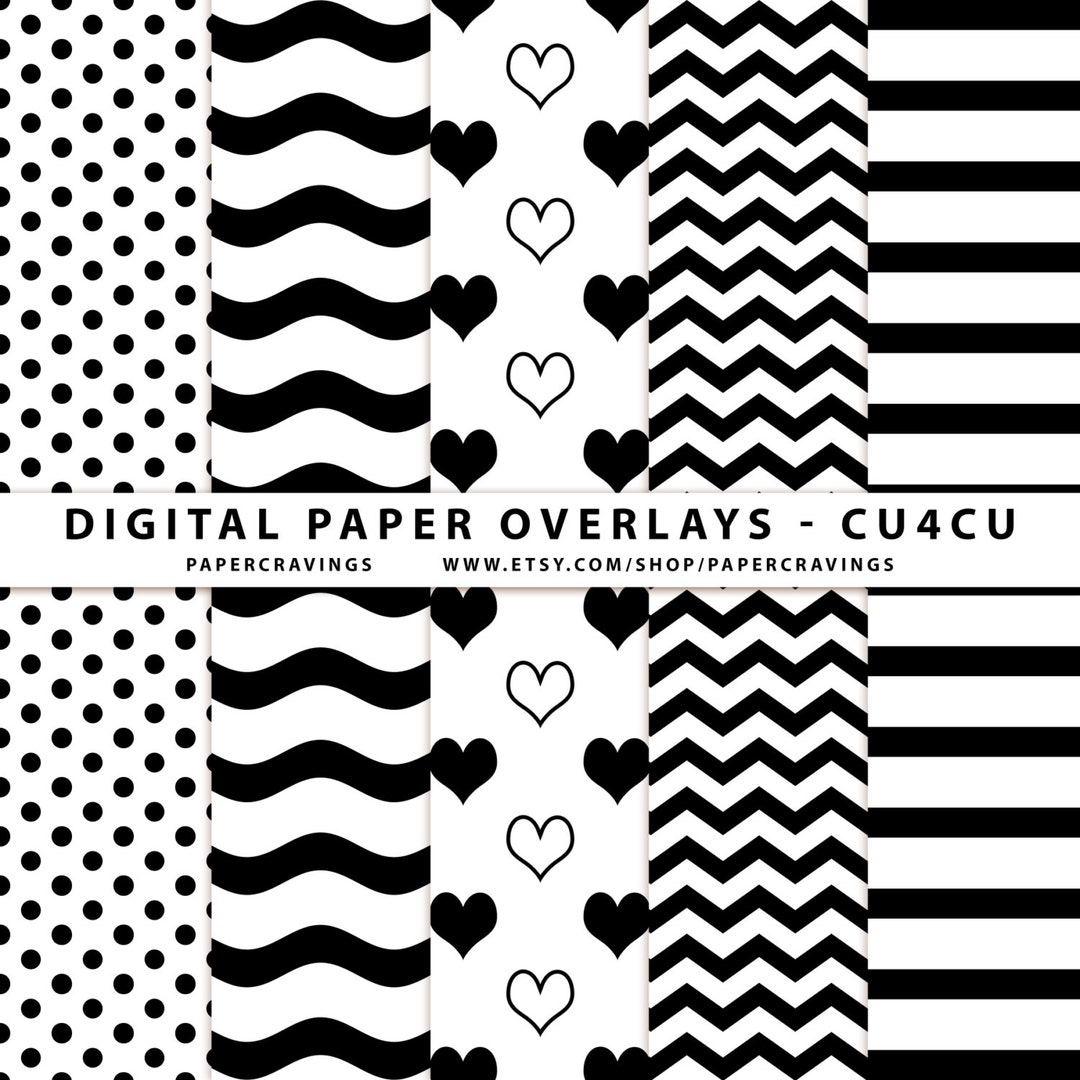Digital Paper Overlay Paper Template Chevron Polka Dot Wavy Lines ...