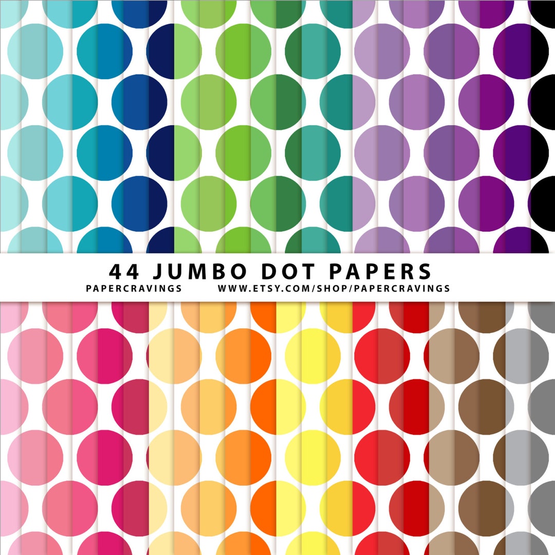 Jumbo Dot Digital Paper Pack 12" X 12" Commercial and Personal Rainbow ...