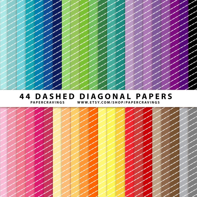 Dashed Diagonal Lines Digital Paper Pack 12" X 12" Commercial and ...