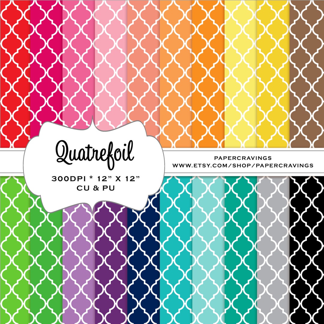 Quatrefoil Digital Paper Pack 12" X 12" Diagonal Commercial and ...