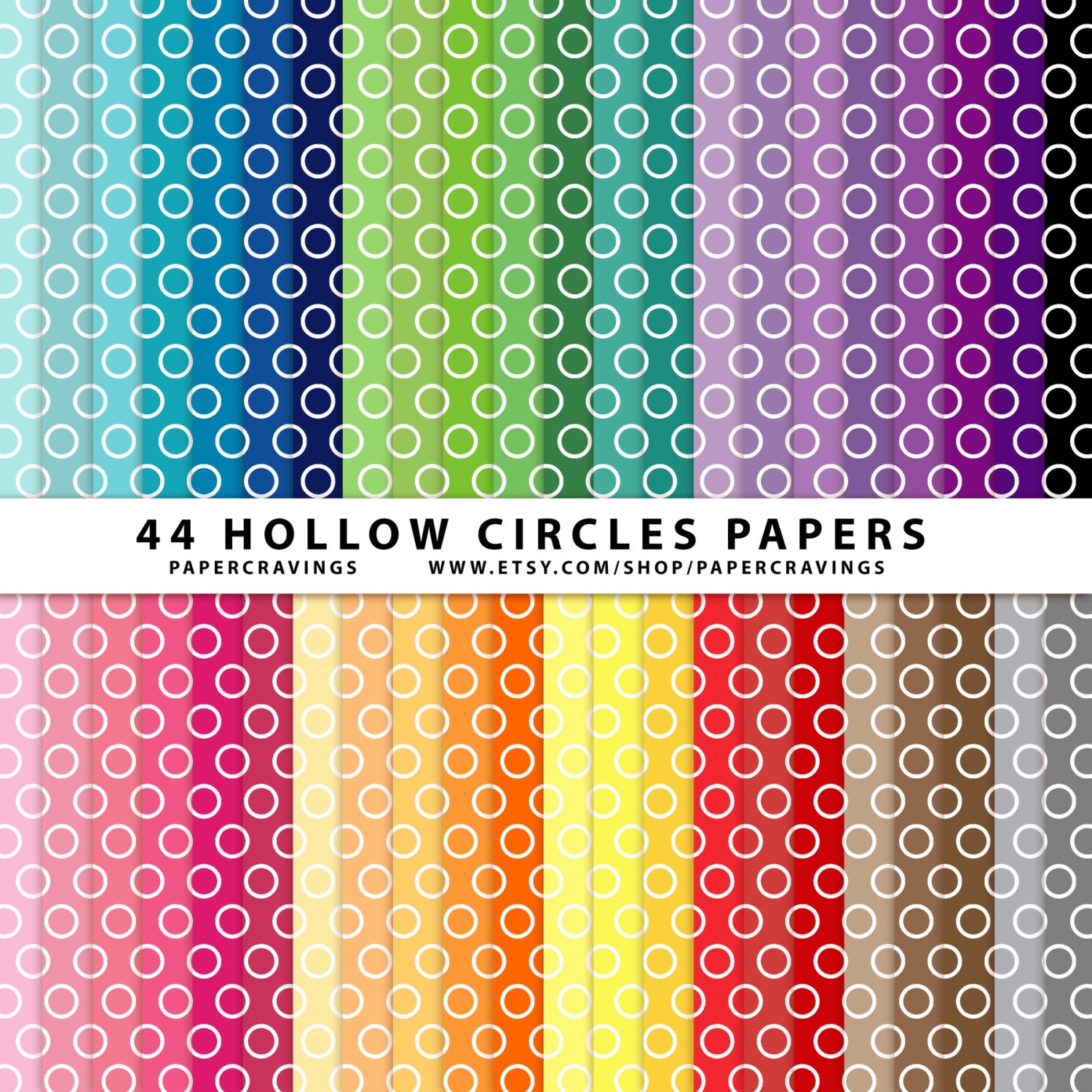 Dot Hollow Circle Digital Paper Pack 12" X 12" Commercial and Personal ...