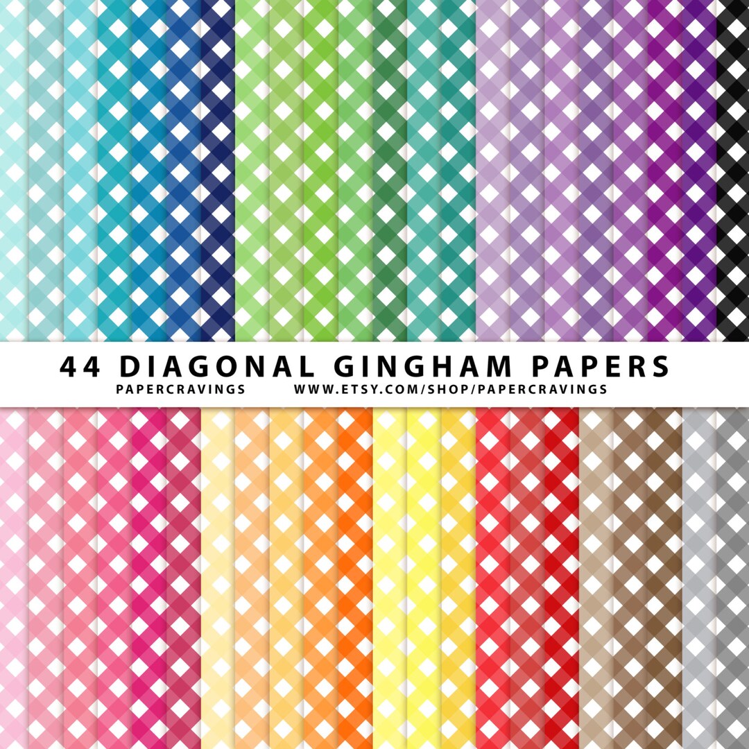 Gingham Digital Paper Pack Diagonal Bias Plaid 12" X 12" Commercial and ...