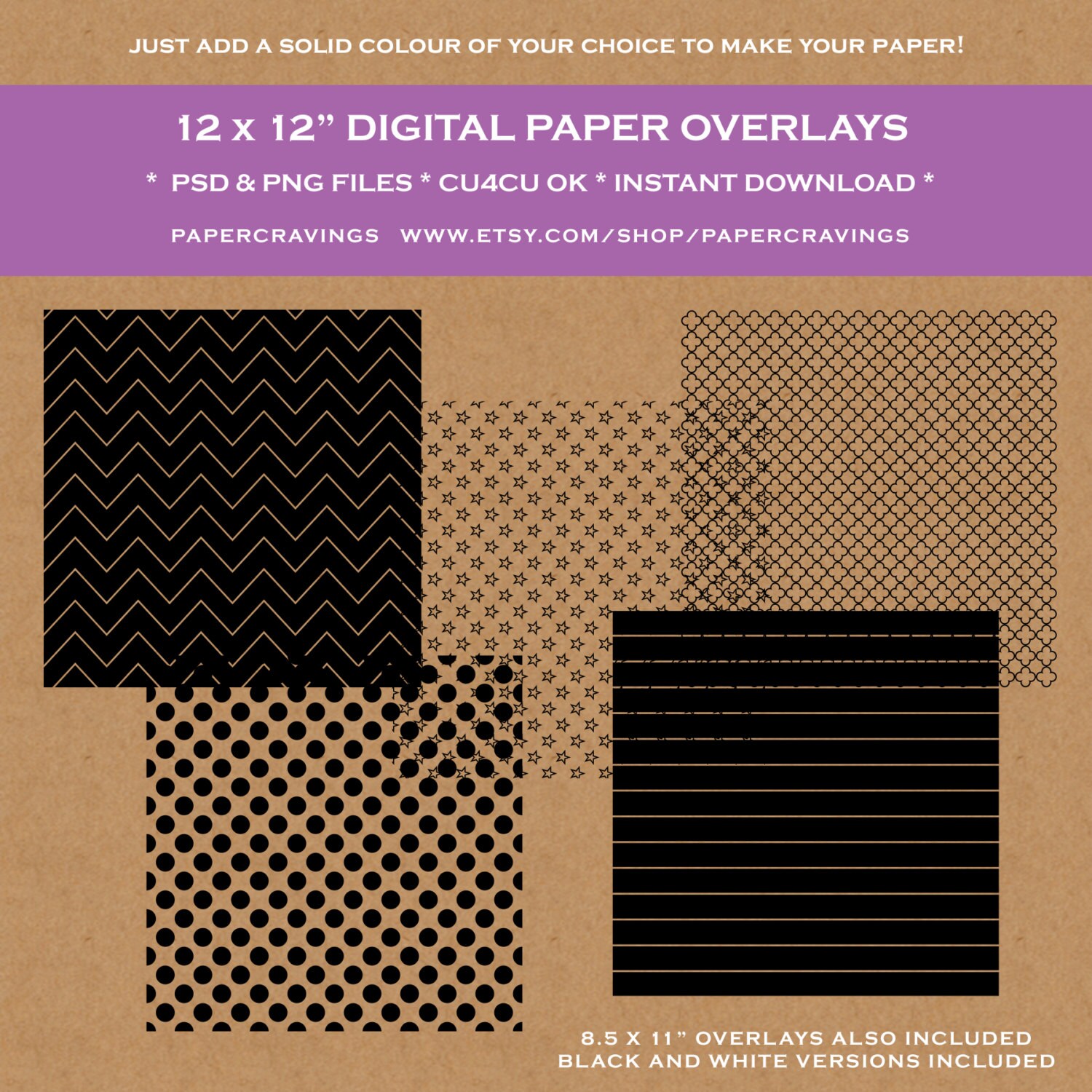 Digital Paper Overlay Paper Template Chevron Polka Dot Quatrefoil ...
