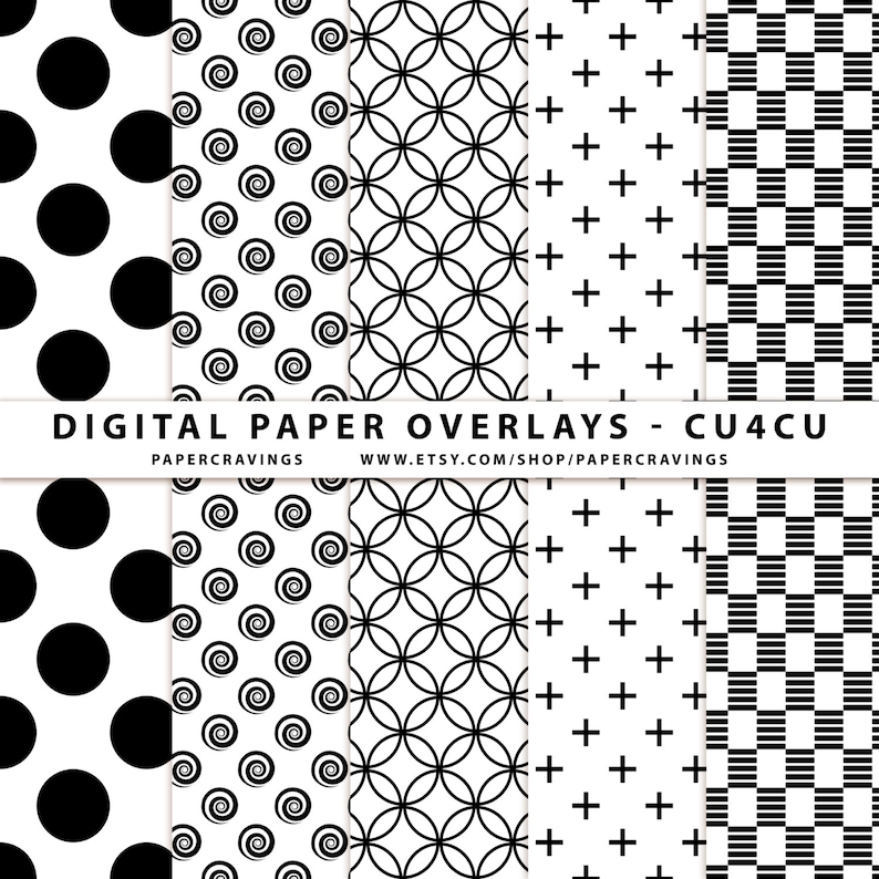Digital Paper Overlay - Paper Template - Polka Dot Swirl Stripe Crosses ...