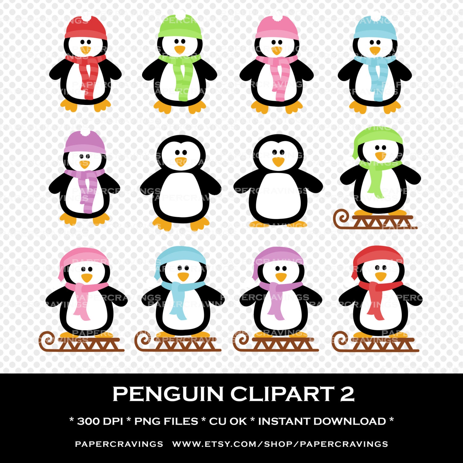 Penguin Clipart Commercial Personal Use - Christmas Clipart Winter Snow ...