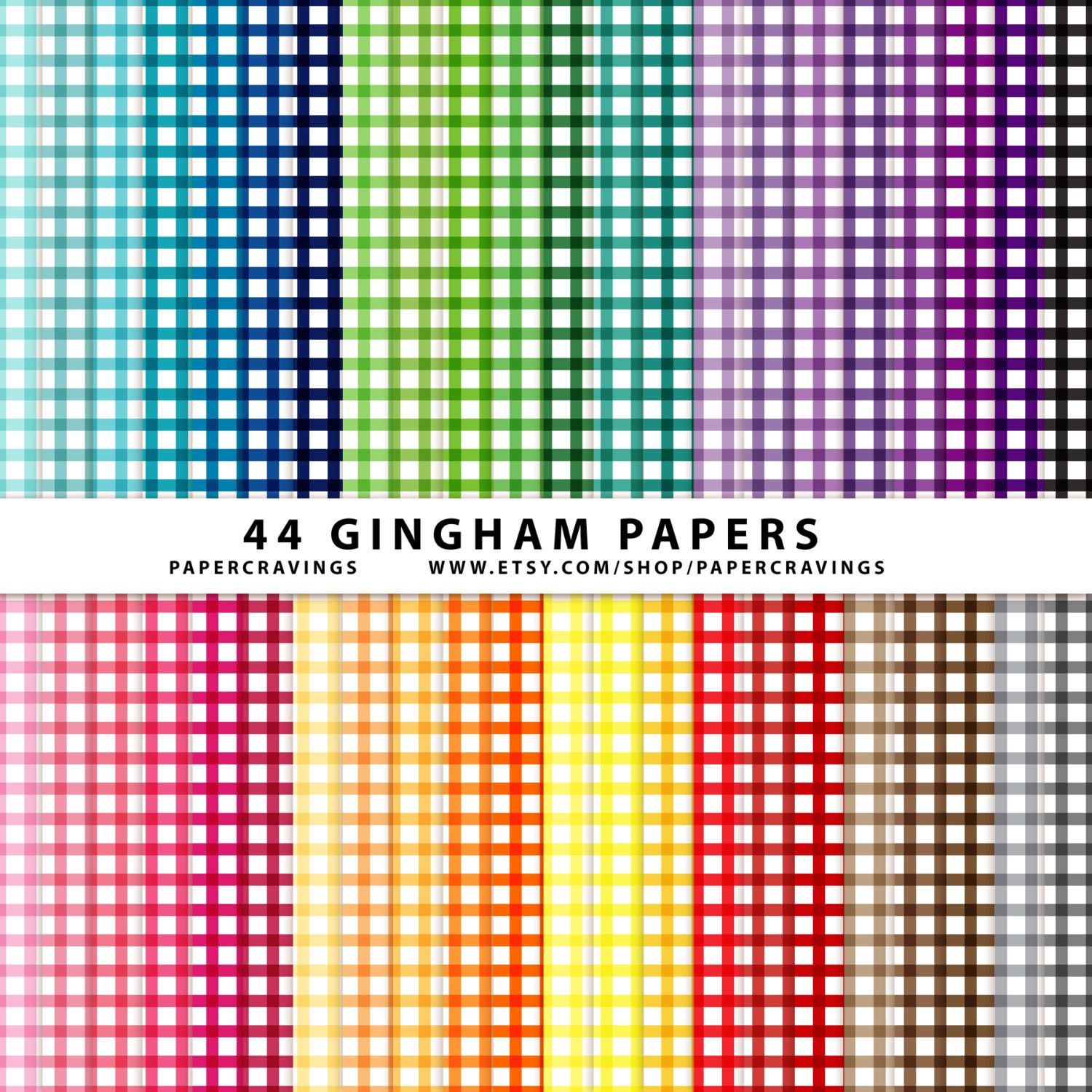 Gingham Digital Paper Pack 12" X 12" Commercial and Personal Use ...