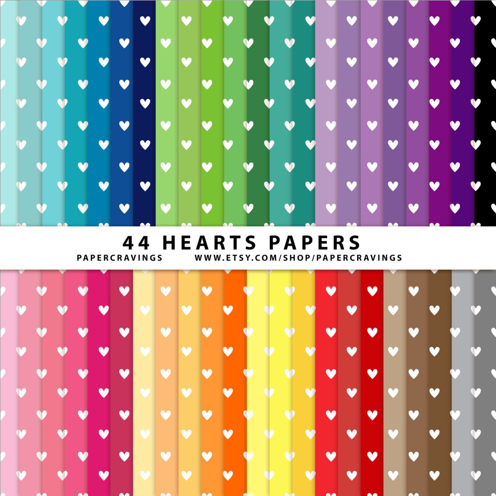 Hearts Tiny Digital Paper Pack 12" X 12" Commercial and Personal Use ...