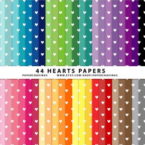 Hearts Tiny Digital Paper Pack 12" X 12" Commercial and Personal Use ...