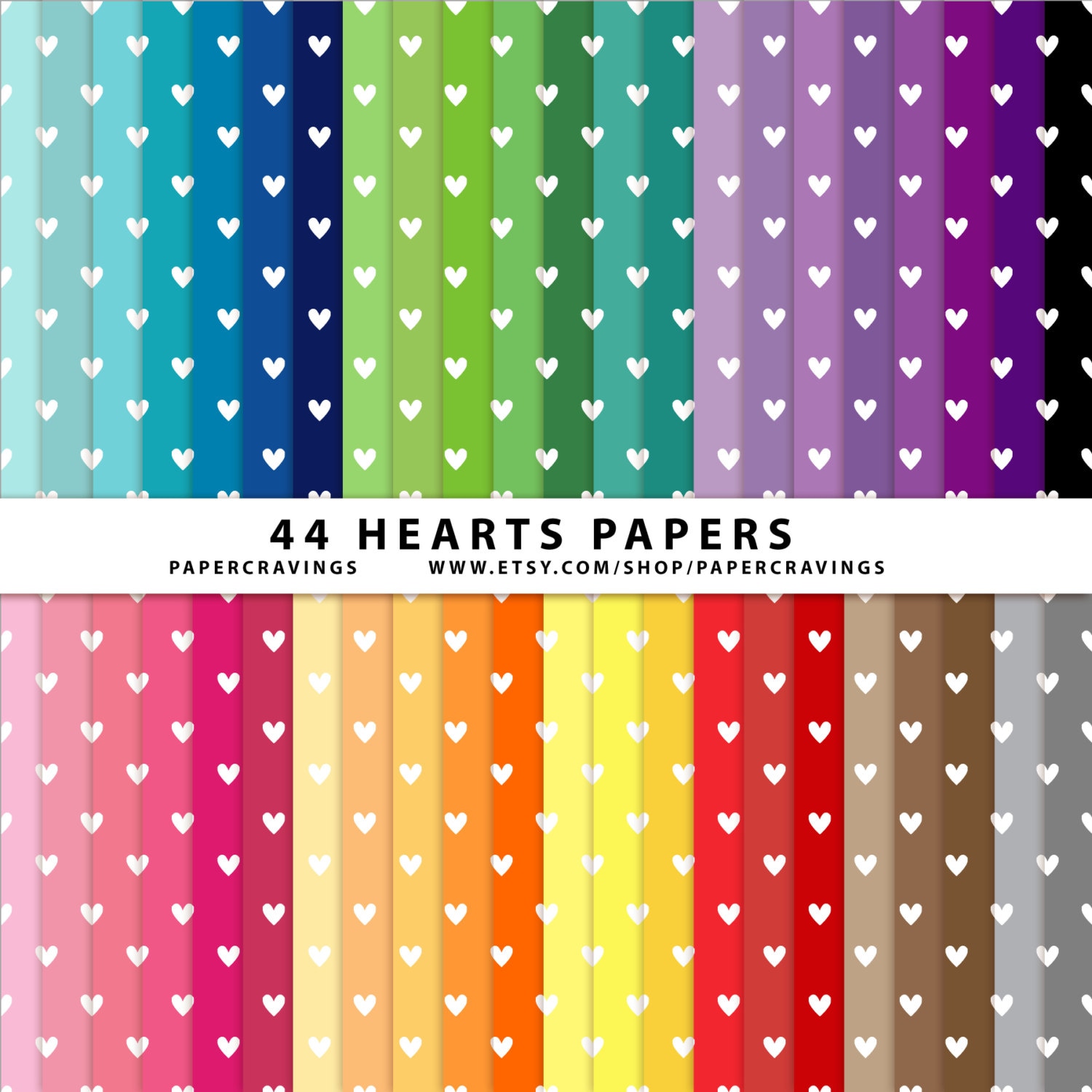 Hearts Tiny Digital Paper Pack 12" X 12" Commercial and Personal Use ...
