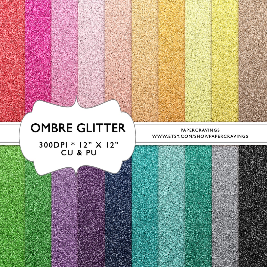 Glitter Digital Paper Ombre 12" X 12" Commercial & Personal Use Gold ...