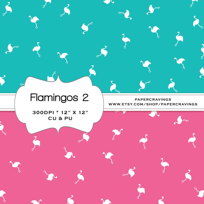Flamingo Digital Paper Pack 12" X 12" Nautical Preppy Commercial and ...