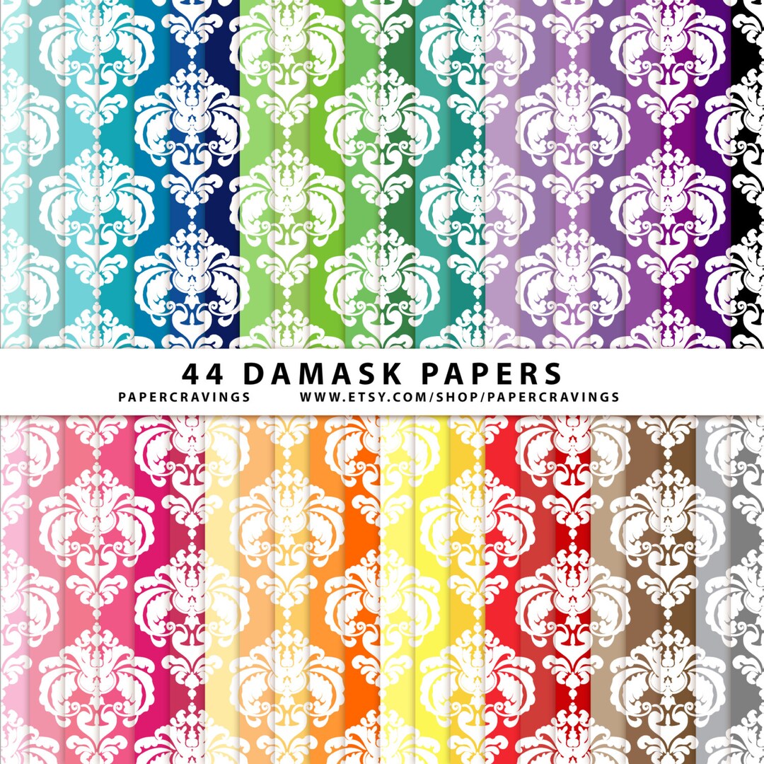 Damask Digital Paper Pack 12" X 12" Commercial and Personal Use ...