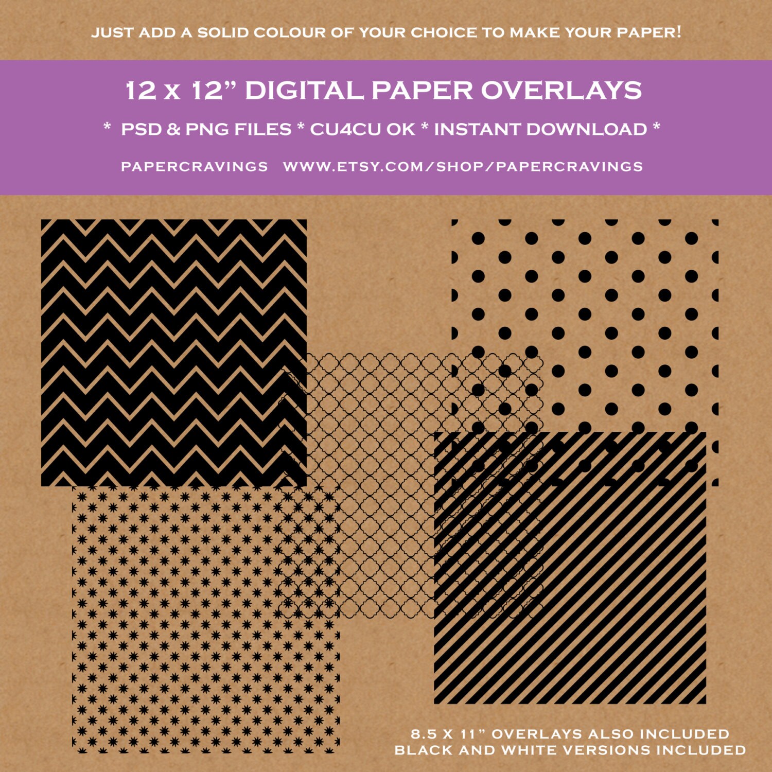Digital Paper Overlay Paper Template Chevron Polka Dot Quatrefoil ...