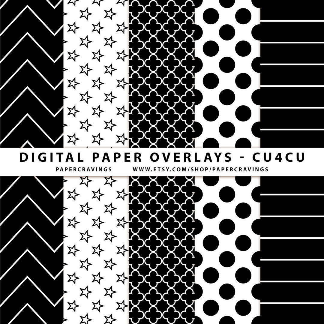 Digital Paper Overlay Paper Template Chevron Polka Dot Quatrefoil ...