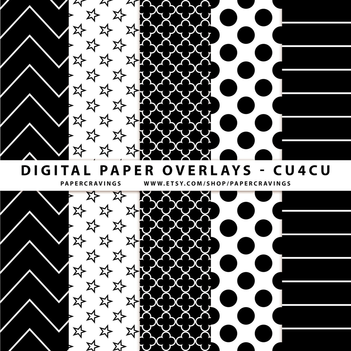 Digital Paper Overlay Paper Template Chevron Polka Dot Quatrefoil ...