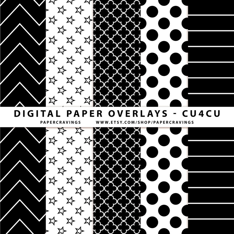 Digital Paper Overlay Paper Template Chevron Polka Dot Quatrefoil ...