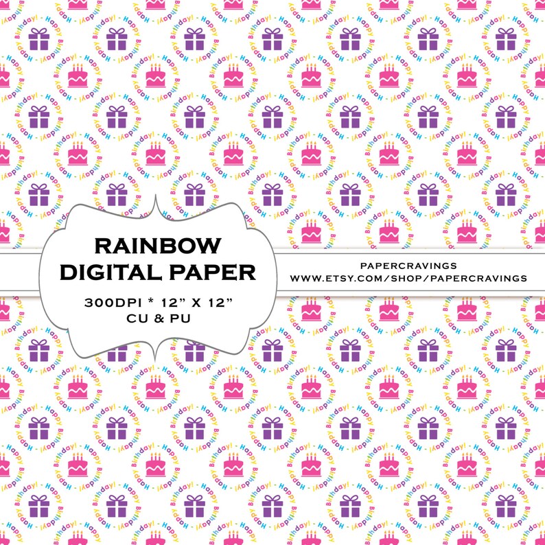 Rainbow Digital Paper Pack 12" X 12" Commercial and Personal Use ...