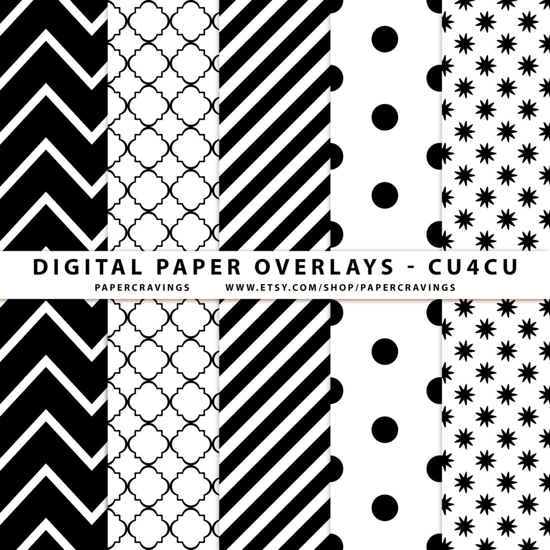Digital Paper Overlay Paper Template Chevron Polka Dot Quatrefoil ...