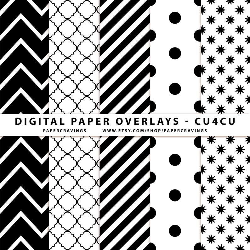Digital Paper Overlay Paper Template Chevron Polka Dot Quatrefoil ...