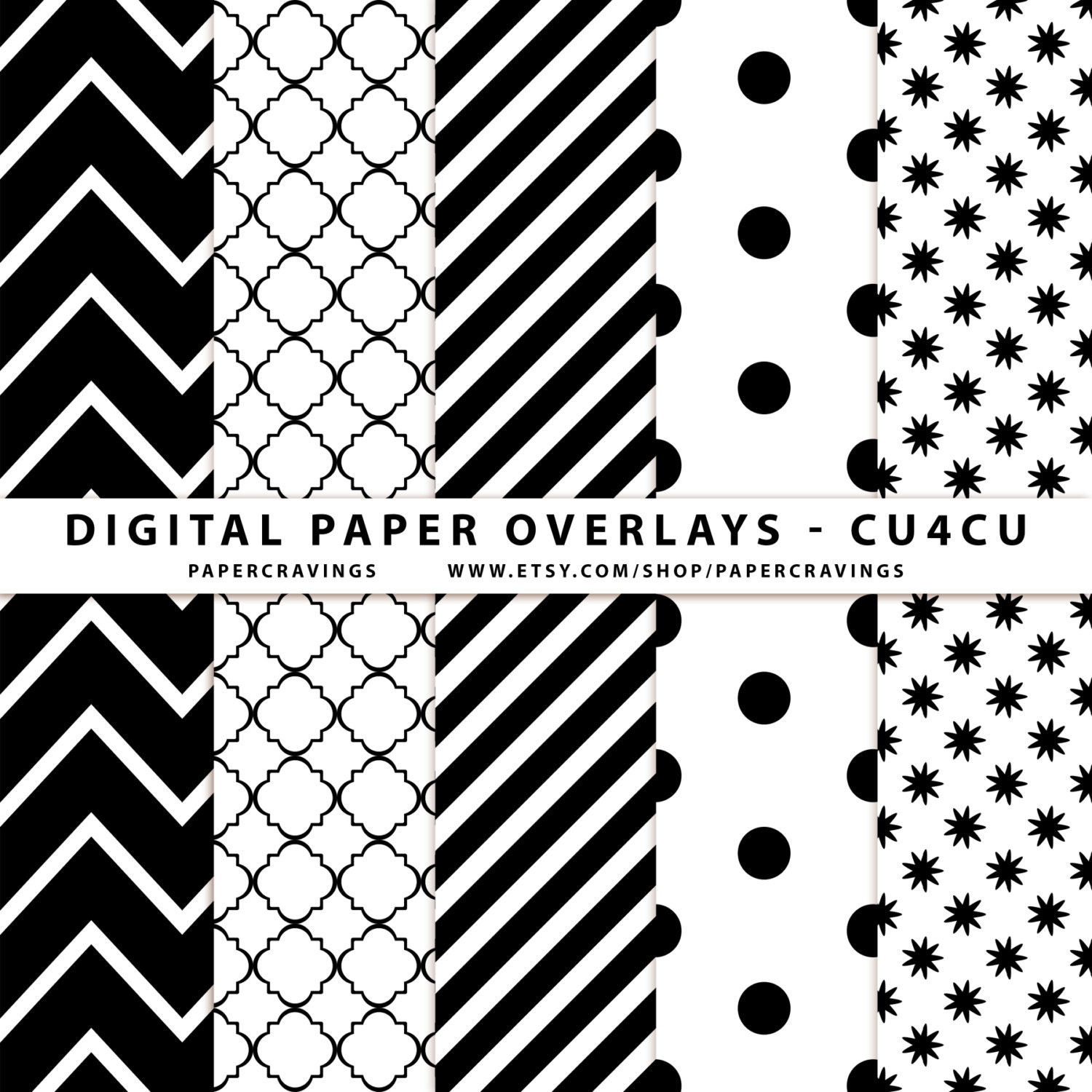 Digital Paper Overlay Paper Template Chevron Polka Dot Quatrefoil ...