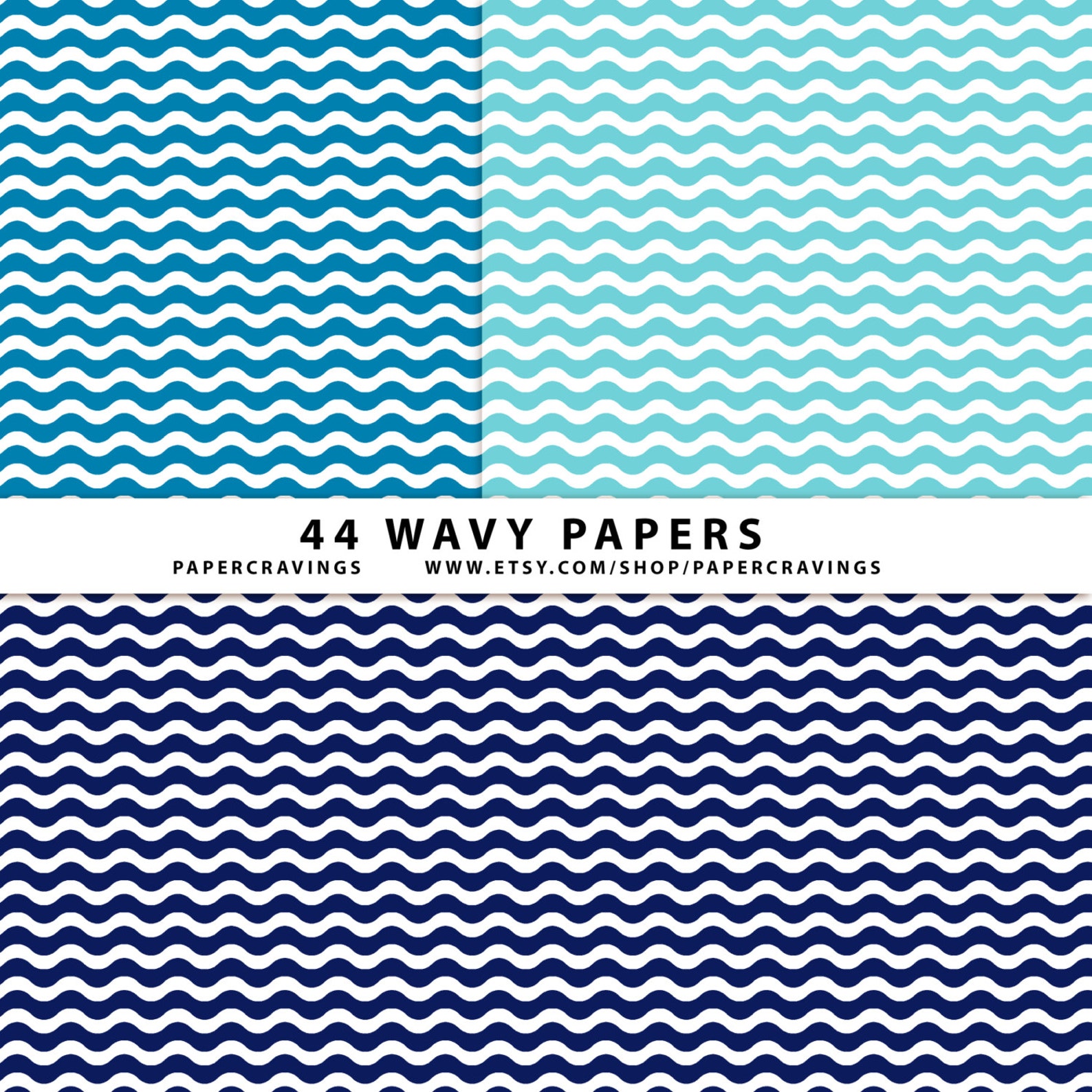 Wavy Ocean Waves Digital Paper Pack 12 X 12 - Etsy