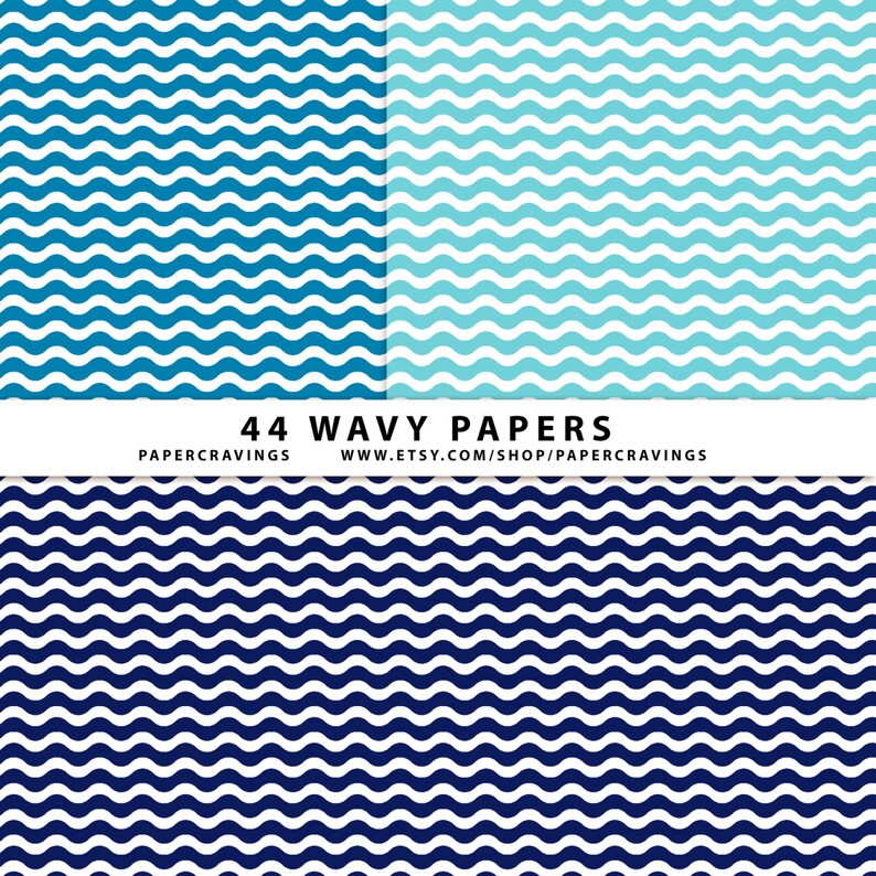 Wavy Ocean Waves Digital Paper Pack 12 X 12 - Etsy