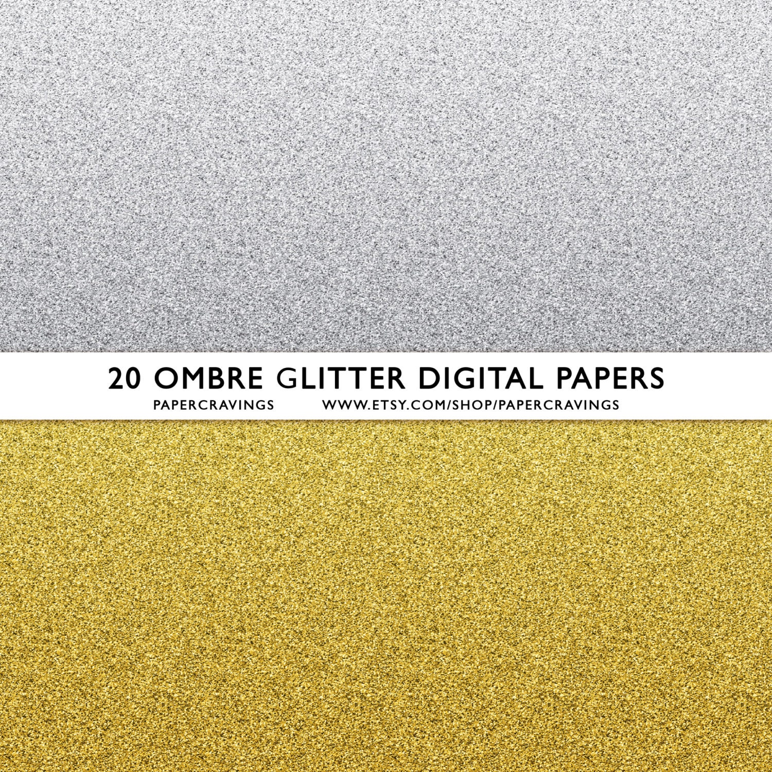 Glitter Digital Paper Ombre 12" X 12" Commercial & Personal Use Gold ...