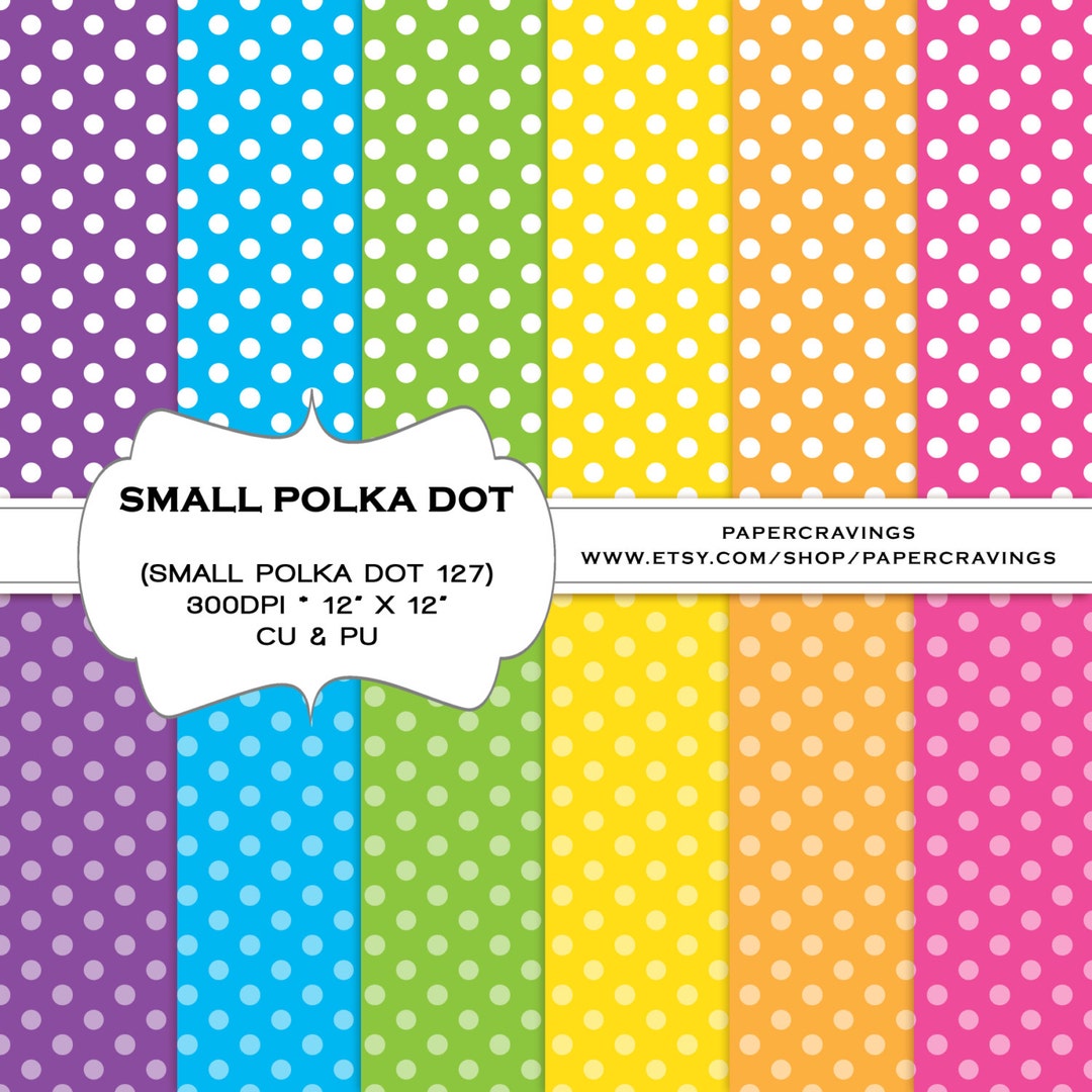Rainbow Polka Dots Digital Paper Pack 12" X 12" Small Commercial and ...