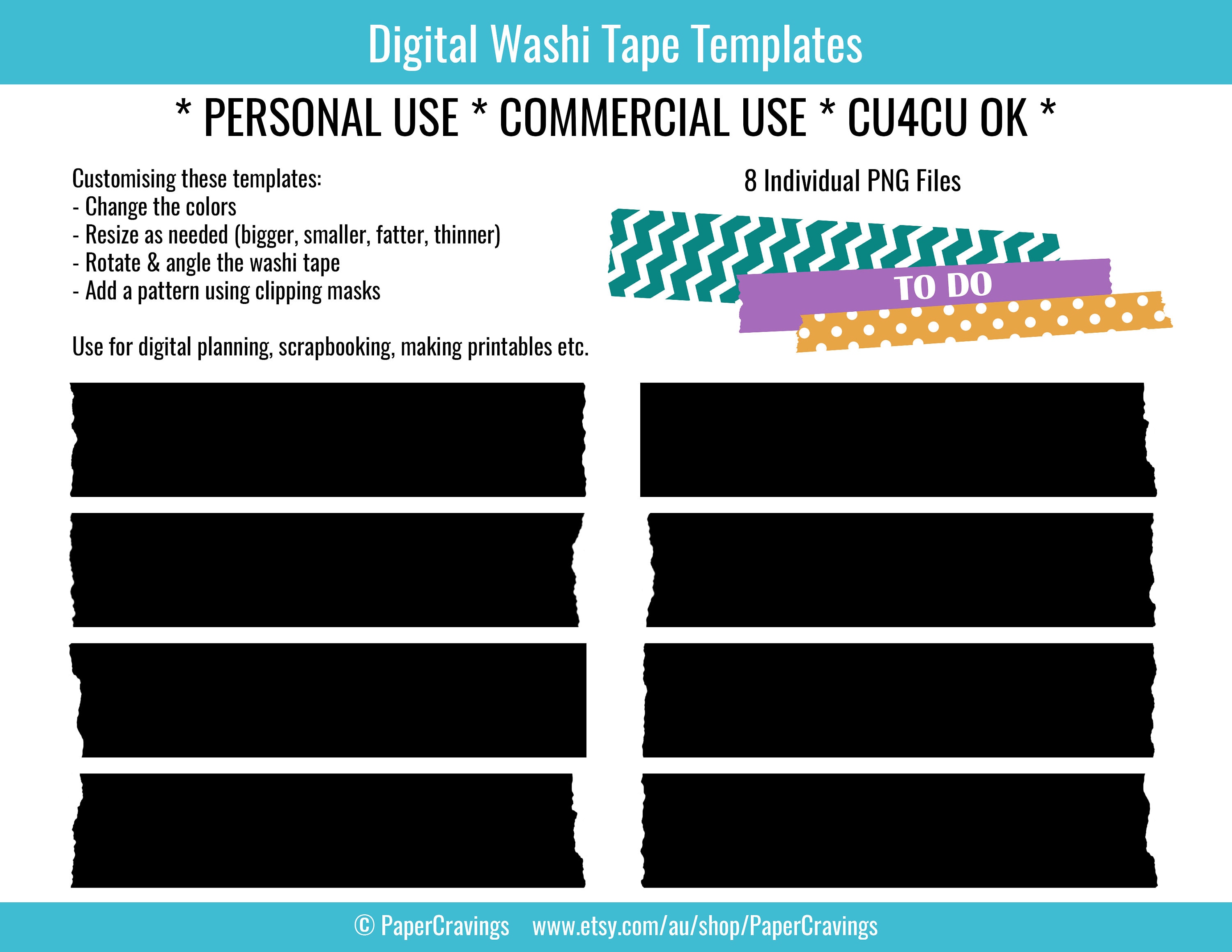 Digital Washi Tape Template Clipart Commercial Personal Use CU4CU ...