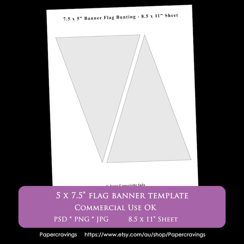 Flag Banner Party Bunting Digital Template 8.5 X 11" 5 X 7.5" Flag ...
