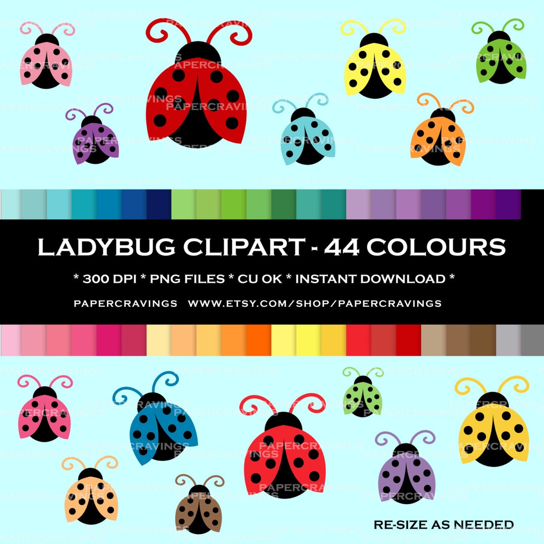 Ladybug Clipart Commercial and Personal Use Printable 44 Colours Spring ...