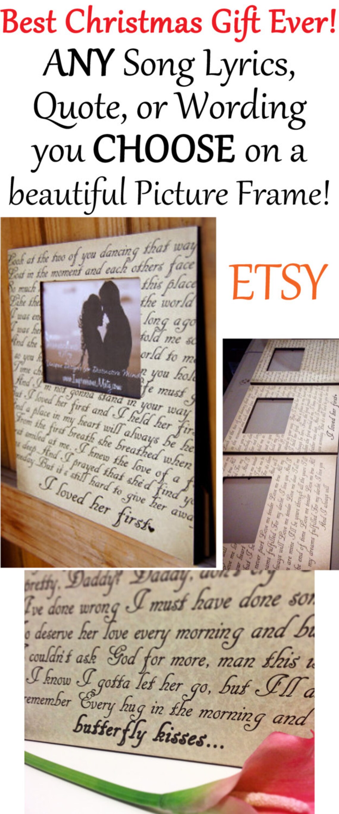 Any Wording Song Lyrics Quote or Poem You Choose Picture - Etsy
