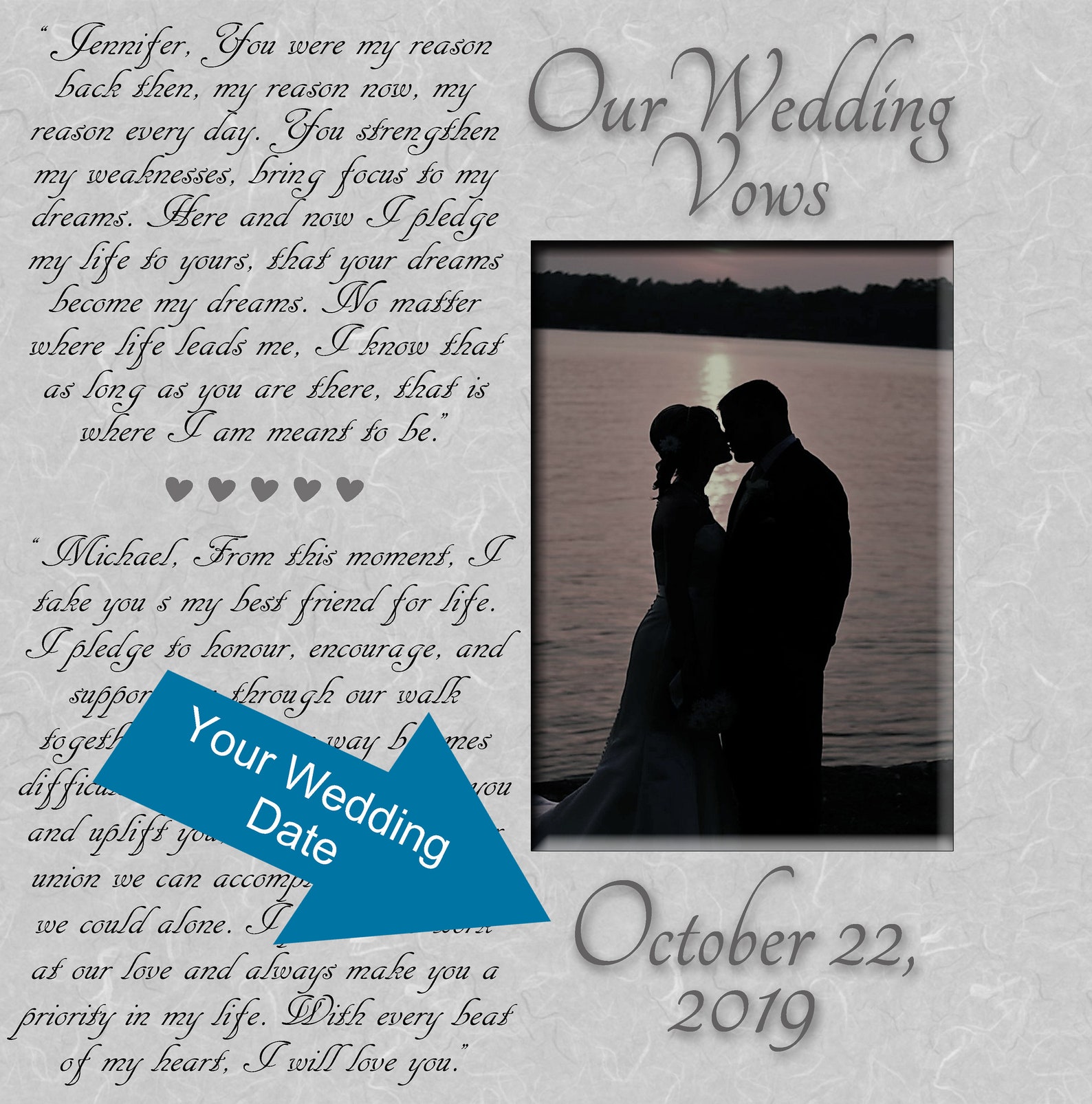 Wedding Vow Picture Frame, Personalized Anniversary Gift, Freestanding ...