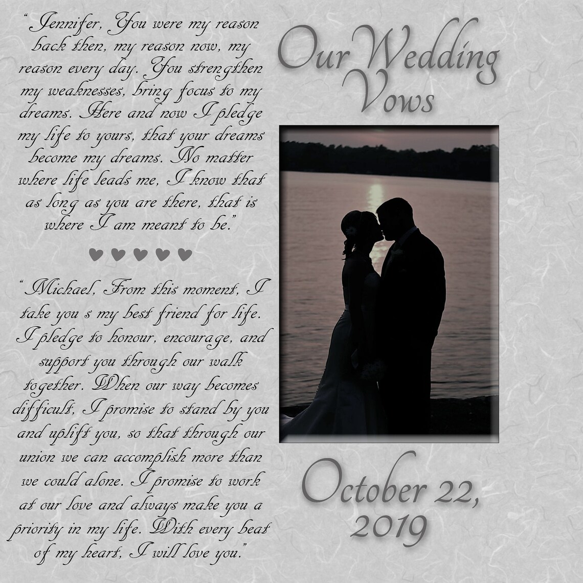 Wedding Vow Picture Frame, Personalized Anniversary Gift, Freestanding ...