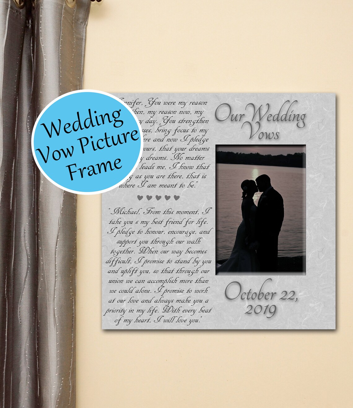 Wedding Vow Picture Frame, Personalized Anniversary Gift, Freestanding ...