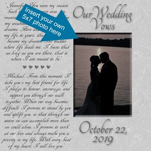 Wedding Vow Picture Frame, Personalized Anniversary Gift, Freestanding ...