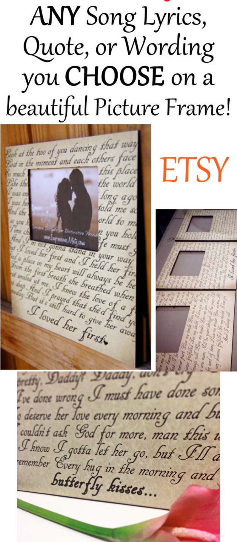 ANY Song Lyrics Picture Frame Personalized Gift Custom - Etsy